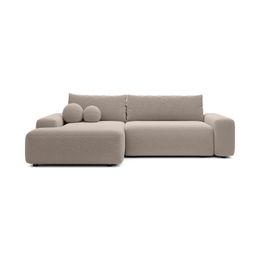 ECKSOFA RUOTA Beige Boucle-Stoff mit Schlaffunktion