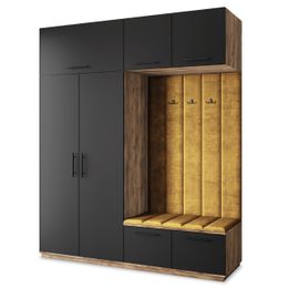 GARDEROBENSCHRANK REMA 200/240/60 cm Modern Garderobe-Set Eiche Lefkas