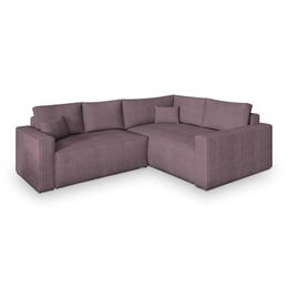 ECKSOFA ERONIS R-S Lila Kordstoff mit Schlaffunktion