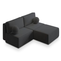 ECKSOFA VARNA P Graphitfarben Kordstoff mit Schlaffunktion