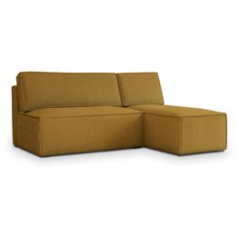 ECKSOFA BRISO P Gelb Kordstoff mit Schlaffunktion