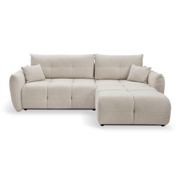 ECKSOFA MODA E Beige Geflochtener Stoff mit Schlaffunktion