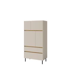 KOMMODE MURO 80/165/40cm mit 2 Schubladen 4 T&uuml;ren Beige