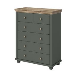 KOMMODE EVOLETTA 90/113/42 cm mit 6 Schubladen Gr&uuml;n