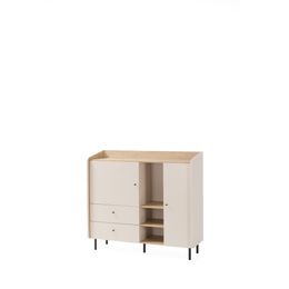 KOMMODE VETTA 125/115/42cm mit 2 Schubladen 2 T&uuml;ren Beige