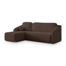 ECKSOFA MARELLO Braun Boucle-Stoff mit Schlaffunktion