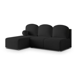 ECKSOFA TRAMA Schwarz Boucle-Stoff mit Schlaffunktion