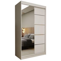 SCHWEBET&Uuml;RENSCHRANK MIRELLA 120/216/61 cm 2-t&uuml;rig mit Spiegel Wei&szlig;