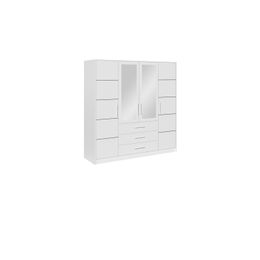 DREHT&Uuml;RENSCHRANK ELISE 196/200/57,5 cm 4-t&uuml;rig mit Spiegel Wei&szlig;