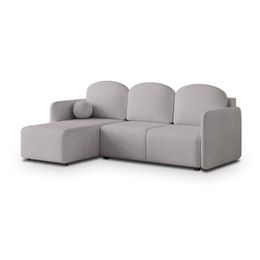 ECKSOFA SUVINO Hellgrau Geflochtener Stoff mit Schlaffunktion
