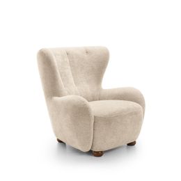 SESSEL MIST, Polstersessel Klassisch Loungesessel, Chenille-Stoff Beige