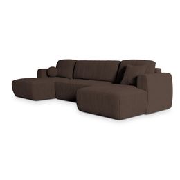 WOHNLANDSCHAFT SENTUM P Braun Kordstoff mit Schlaffunktion