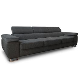 BETTSOFA MOSINE Graphitfarben Kordstoff mit Schlaffunktion