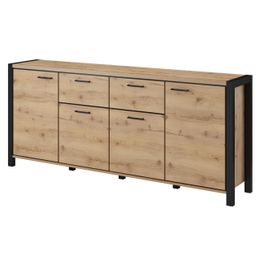 SIDEBOARD ATTIVO 213/91/41 cm mit 2 Schubladen und 4 T&uuml;ren Eichefarben