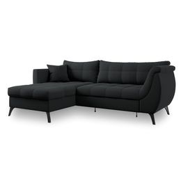 ECKSOFA MOLLIS Schwarz Geflochtener-Stoff mit Schlaffunktion