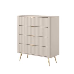 KOMMODE LANTANA 88,2/101,2/38cm mit 4 Schubladen T&uuml;ren Beige