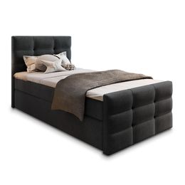 BOXBETT AMON 90 90x200 cm mit Matratze und Topper - Schwarz