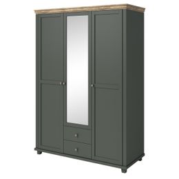 DREHT&Uuml;RENSCHRANK EVOLETTA 154/216/62 cm 3-t&uuml;rig mit Spiegel Gr&uuml;n