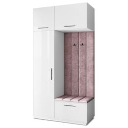 GARDEROBENSCHRANK REMA 120/240/60 cm Modern Garderobe-Set Wei&szlig;