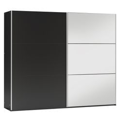 SCHWEBET&Uuml;RENSCHRANK IVERN 250/215/65 cm 2-t&uuml;rig mit Spiegel Schwarz