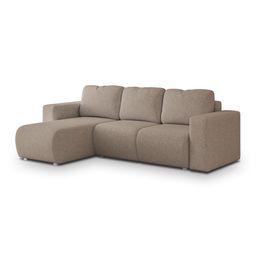ECKSOFA RINOVA Beige Geflochtener Stoff mit Schlaffunktion