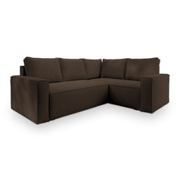 ECKSOFA ESTANO R-S Braun Kordstoff mit Schlaffunktion