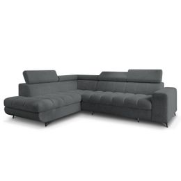 ECKSOFA MORIVA Q L-S Grau Boucle-Stoff mit Schlaffunktion