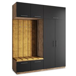 GARDEROBENSCHRANK REMA 200/240/60 cm Modern Garderobe-Set Eiche Lefkas