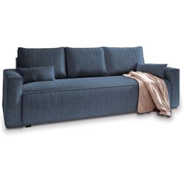 BETTSOFA MENI Blau Kordstoff mit Schlaffunktion