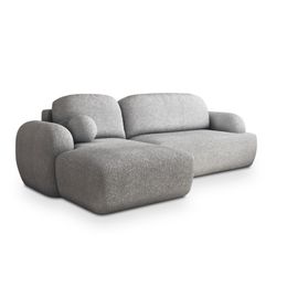 ECKSOFA MODENZA N L-S Hellgrau Boucle-Stoff mit Schlaffunktion