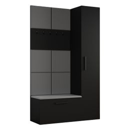 GARDEROBENSCHRANK MODULO 120,6/204/40 cm Modern Garderobe-Set Schwarz