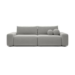 BETTSOFA RUOTA Grau Bucle-Stoff mit Schlaffunktion