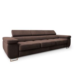 BETTSOFA MOSINE Braun Velours-Stoff mit Schlaffunktion