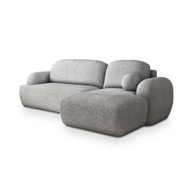 ECKSOFA MODENZA N R-S Hellgrau Boucle-Stoff mit Schlaffunktion