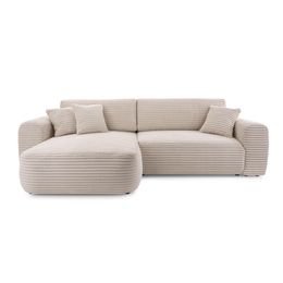 ECKSOFA VIVA Beige Kordstoff mit Schlaffunktion