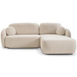 ECKSOFA AMICO R-S Beige Boucle-Stoff mit Schlaffunktion