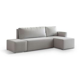 ECKSOFA VELOTTI R-S Hellgrau Boucle-Stoff mit Schlaffunktion