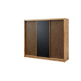SCHWEBET&Uuml;RENSCHRANK DRAVEN 250/215/60,5 cm 3-t&uuml;rig Eiche Wotan