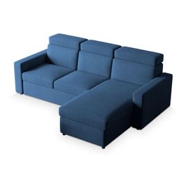 ECKSOFA PADWA Blau Kordstoff mit Schlaffunktion
