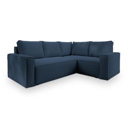 ECKSOFA ESTANO R-S Blau Kordstoff mit Schlaffunktion