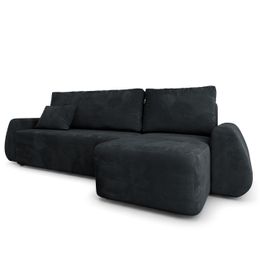 ECKSOFA GALVIS Schwarz Velours-Stoff mit Schlaffunktion