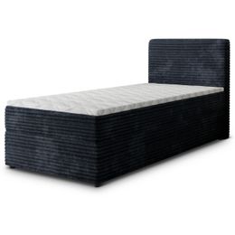 BOXBETT PISA 100 100x200 cm mit Matratze und Topper, H2+H3 - Schwarz