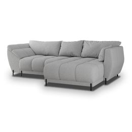 ECKSOFA VESTANO R-S Hellgrau Boucle-Stoff mit Schlaffunktion