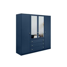 DREHT&Uuml;RENSCHRANK GALIO 196/200/57,5 cm 4-t&uuml;rig mit Spiegel Dunkelblau