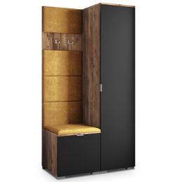 GARDEROBENSCHRANK LORI 95/181/51 cm Modern Garderobe-Set Eiche Lefkas