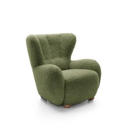 SESSEL MIST, Polstersessel Klassisch Loungesessel, Bucle-Stoff Gr&uuml;n