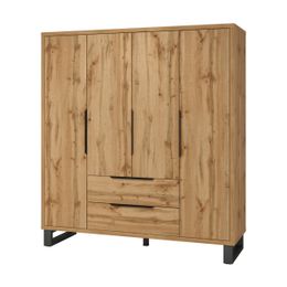 DREHT&Uuml;RENSCHRANK HALLETTA 191/210/60 cm 4-t&uuml;rig Eiche Wotan
