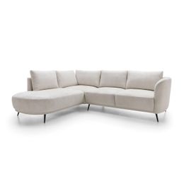 ECKSOFA ALPI Creme Chenille mit Schlaffunktion