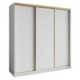 SCHWEBET&Uuml;RENSCHRANK NISSE 180/205/60 cm 3-t&uuml;rig mit Schubladen Wei&szlig;