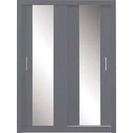 SCHWEBET&Uuml;RENSCHRANK MIRA 160/215/60cm 2-t&uuml;rig mit Spiegel Anthrazit
